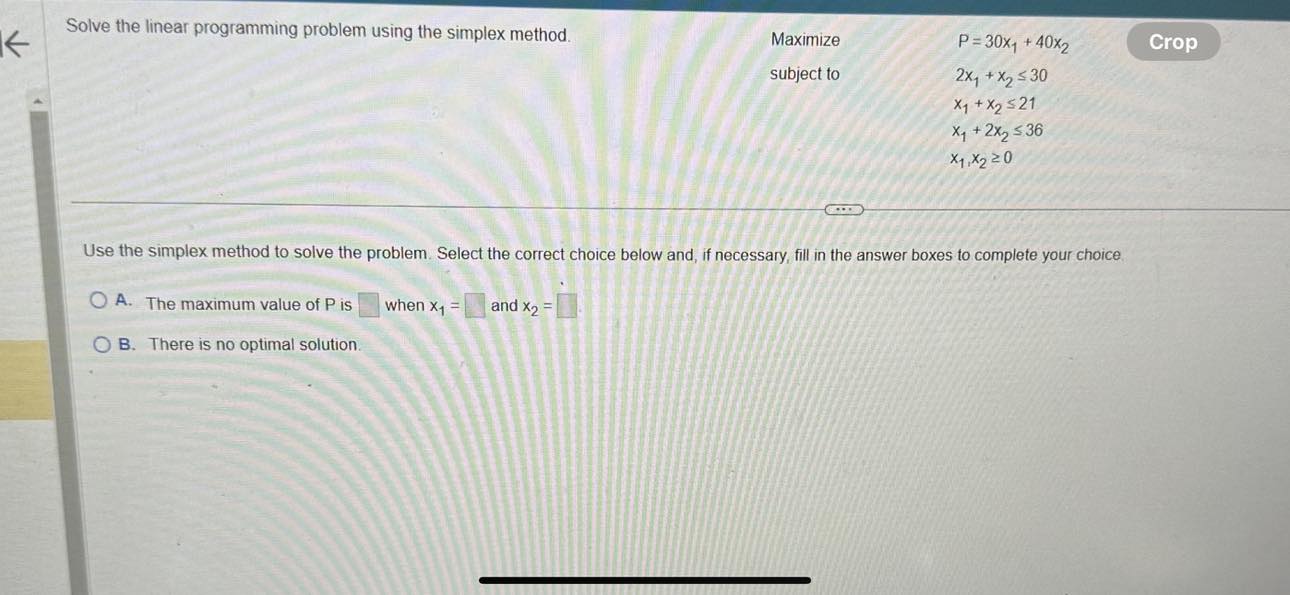 Solved Solve the linear programming problem using the | Chegg.com