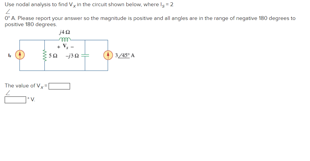 Solved Use nodal analysis to find Vx in the circuit shown | Chegg.com