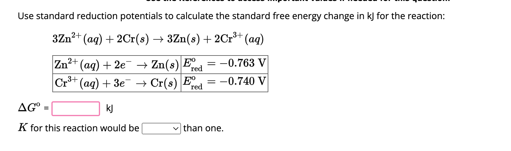 Solved Use Standard Reduction Potentials To Calculate The