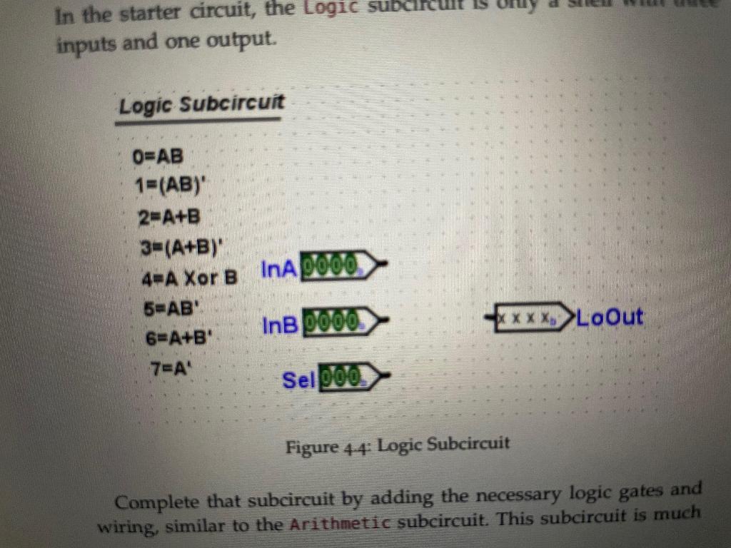Solved In the starter circuit, the Logic subc inputs and one | Chegg.com