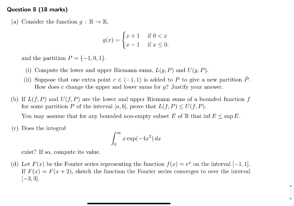 Solved Question 8 (18 marks) (a) Consider the function g : R | Chegg.com