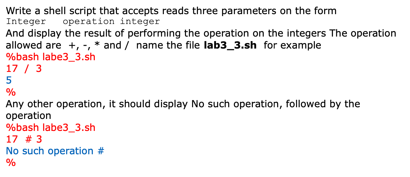 Solved Write A Shell Script That Accepts Reads Three 2069