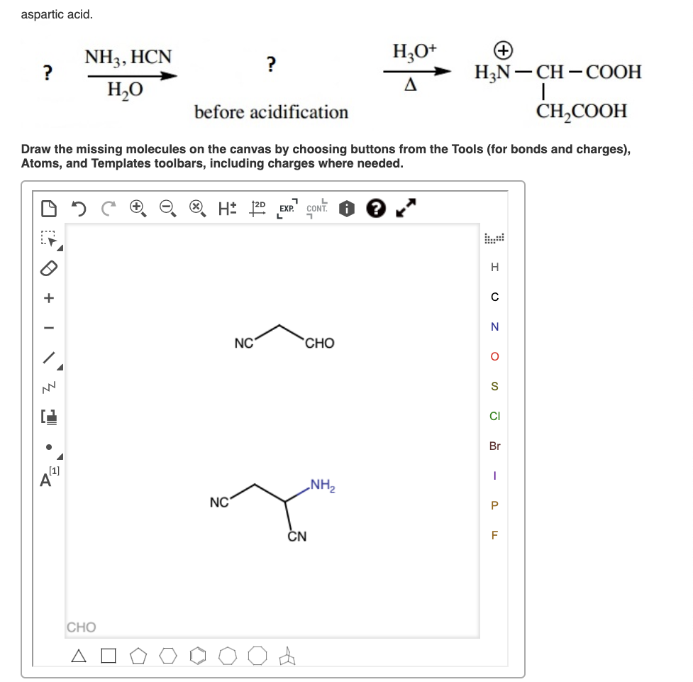 Solved aspartic acid. NH3, HCN ? H3O+ ? Δ HO H2N-CH-COOH | | Chegg.com