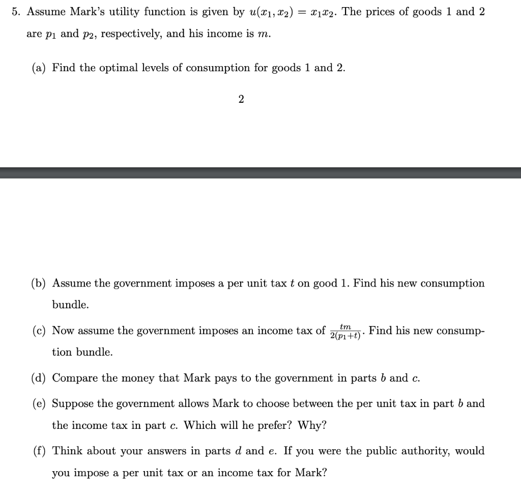 Solved 1. Joe Bob has a utility function given by u (x1, x2) | Chegg.com