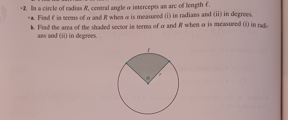Solved -2. In a circle of radius R, central angle α | Chegg.com