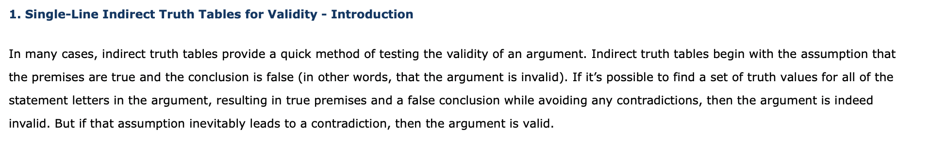 Solved 1. Single-Line Indirect Truth Tables for Validity - | Chegg.com