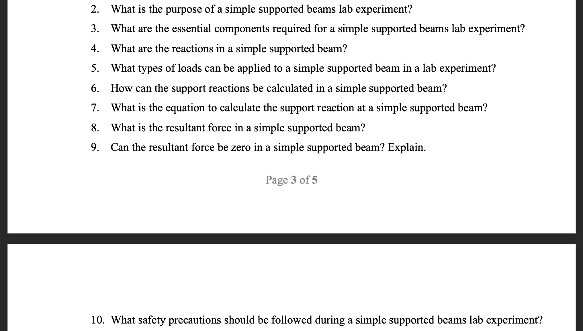 Solved 2. What is the purpose of a simple supported beams | Chegg.com