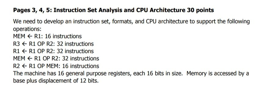 Solved Pages 3, 4, 5: Instruction Set Analysis and CPU | Chegg.com