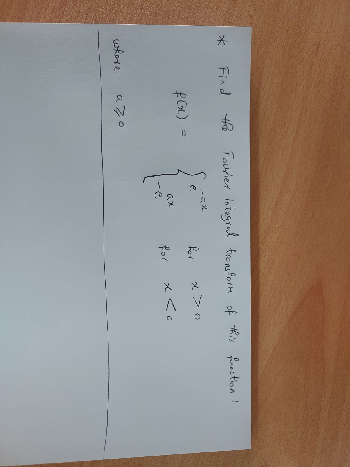 Solved * Find the Fourier integral tronsform of this | Chegg.com