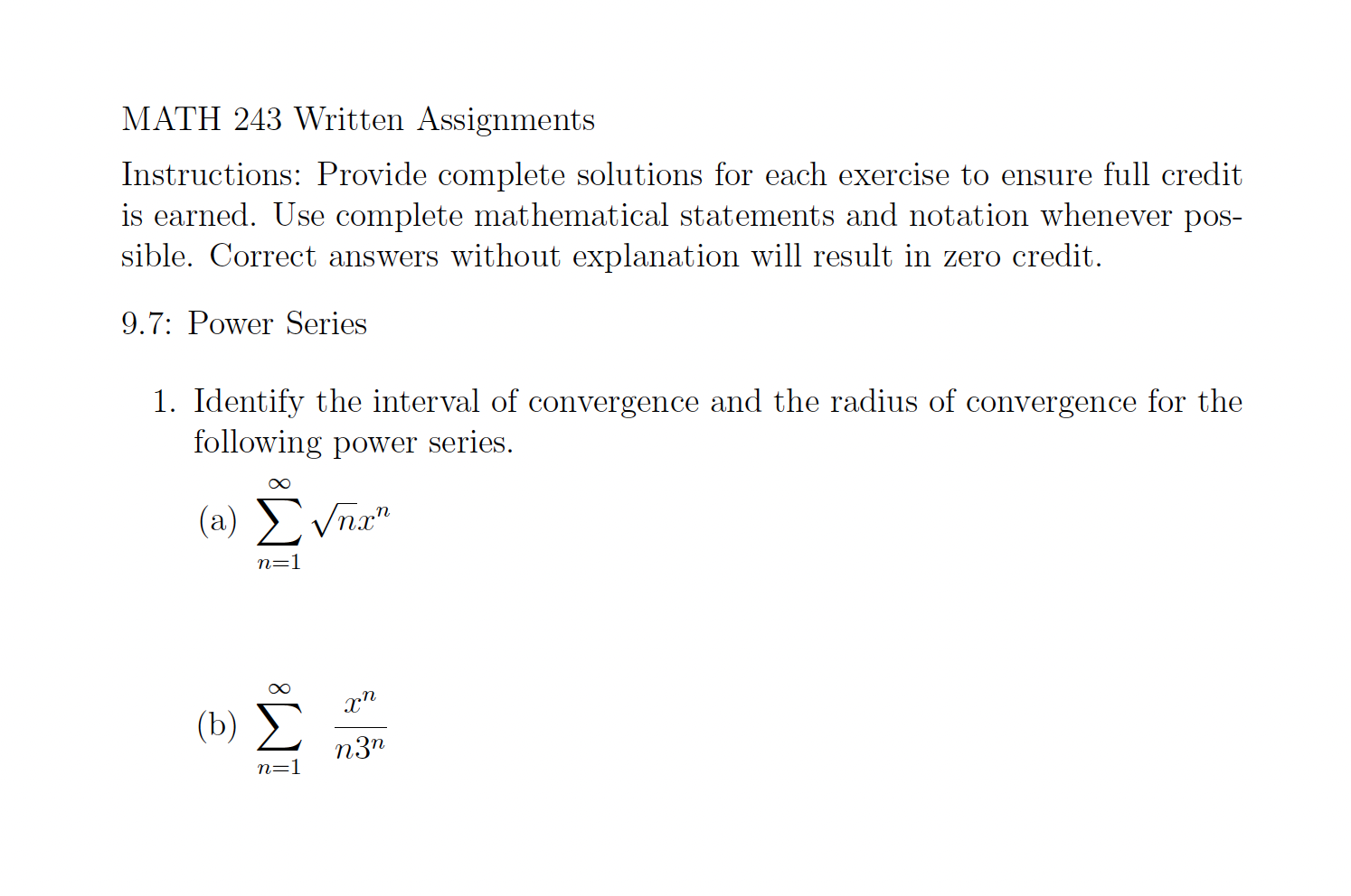 Solved Math 243 Written Assignments Instructions Provide Chegg