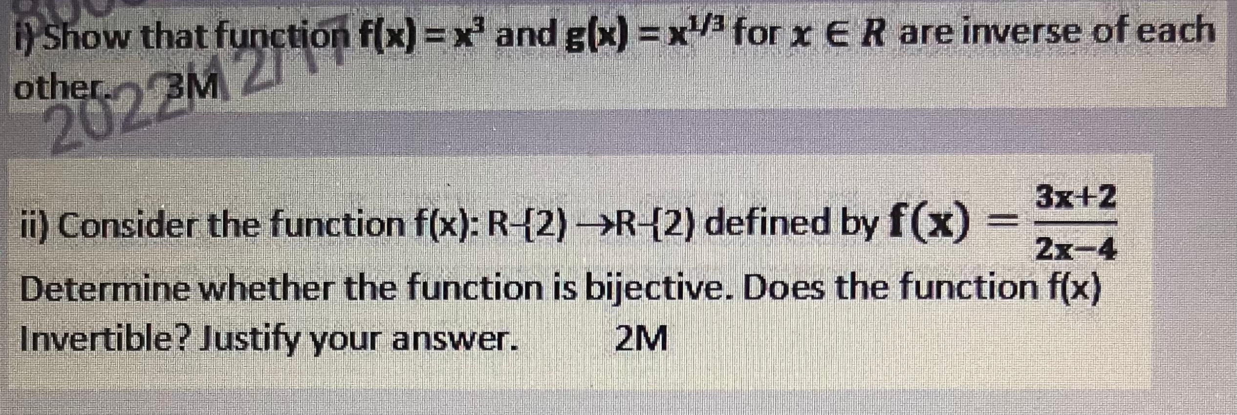 Solved 1) Show that function f(x)=x3 and g(x)=x1/3 for x∈R | Chegg.com