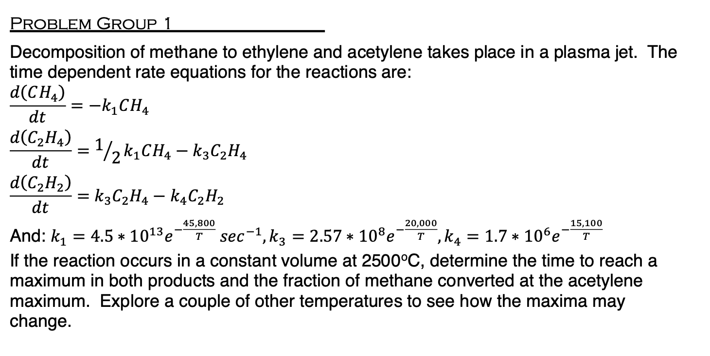 Solved Decomposition of methane to ethylene and acetylene | Chegg.com