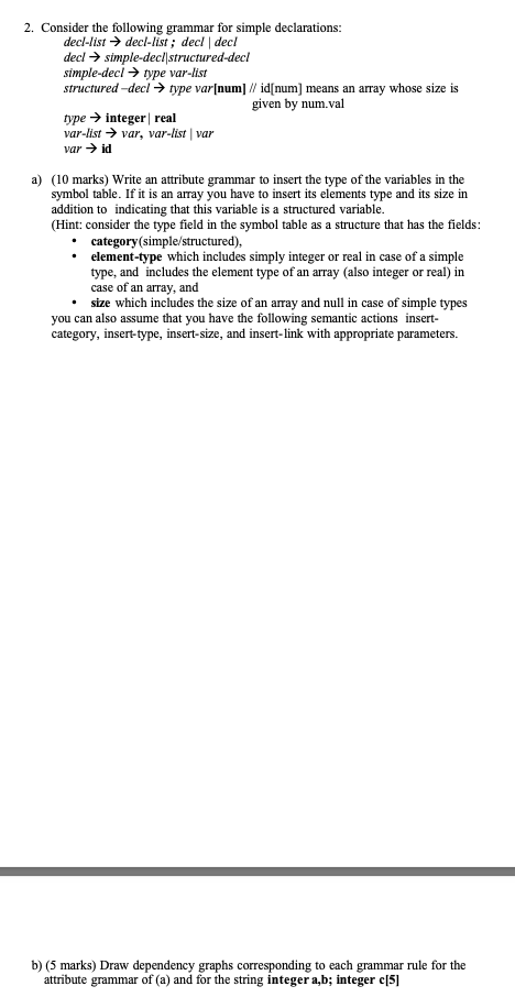 Solved Consider the following grammar for simple | Chegg.com