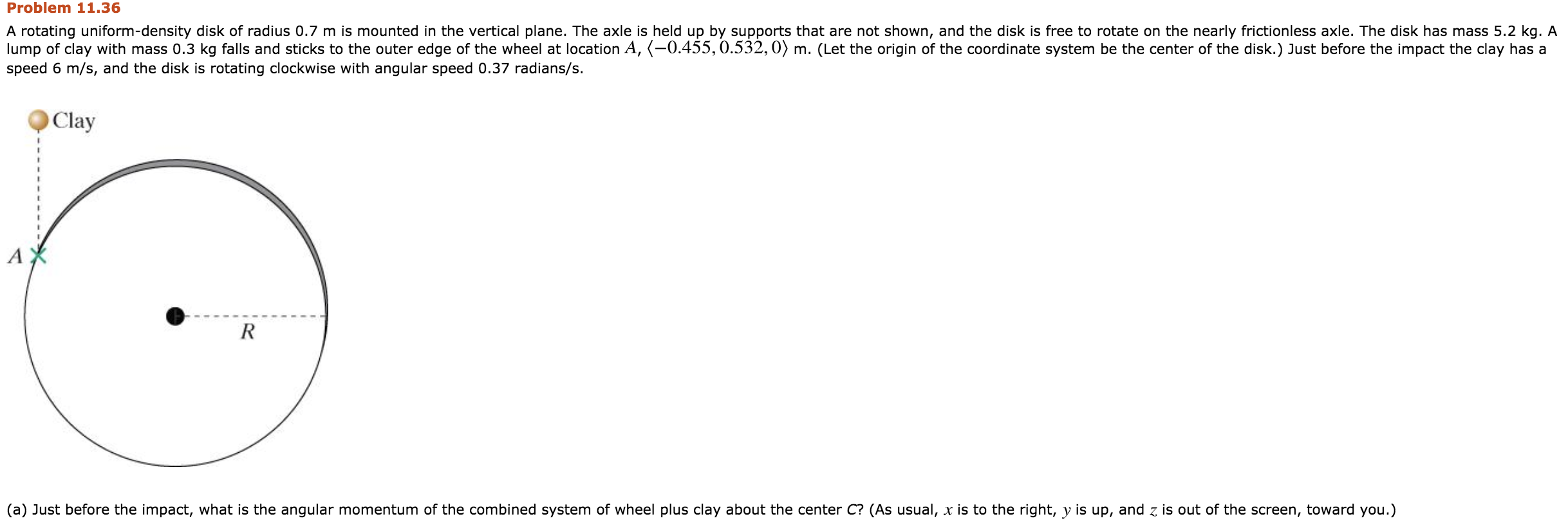 Solved Problem 11.36 A rotating uniform-density disk of | Chegg.com