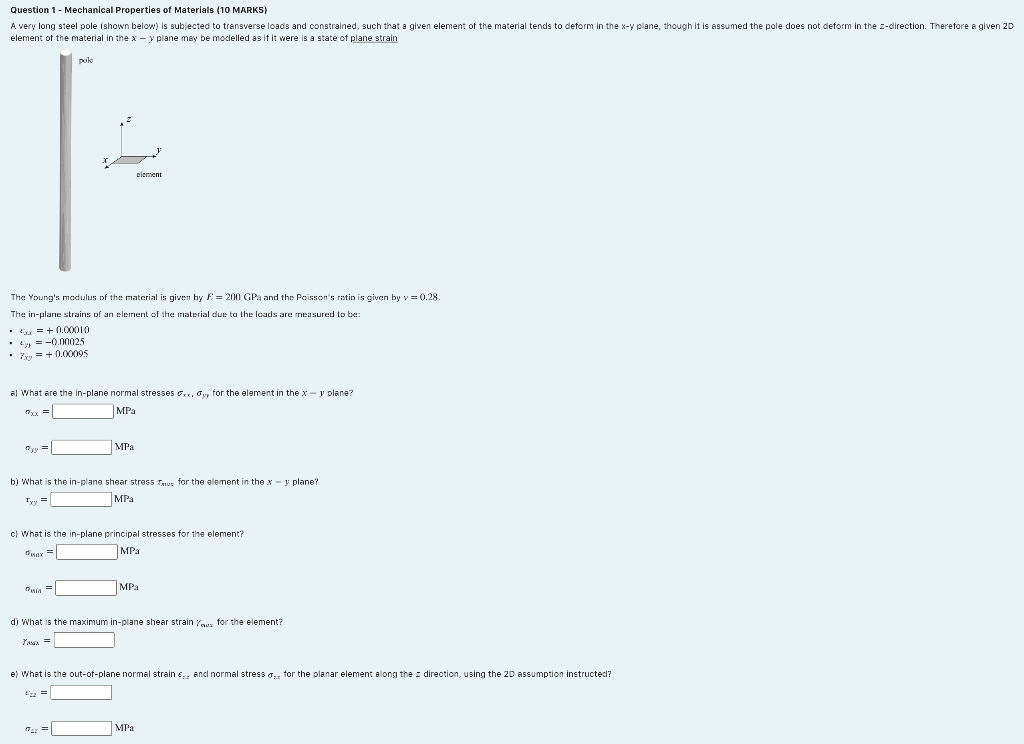 Solved Question 1 - Mechanical Properties of Materials (10 | Chegg.com