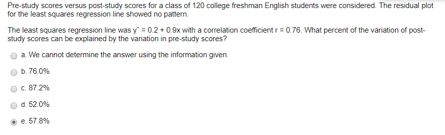 Solved Pre-study scores versus post-study scores for a class | Chegg.com