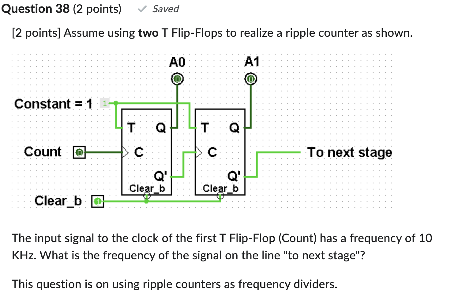 Solved [2 points] Assume using two T Flip-Flops to realize a | Chegg.com