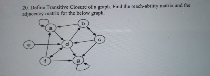 (Solved) : 20 Define Transitive Closure Graph Find Reach Ability Matrix ... (Solved) : 20 Define Transitive Closure Graph Find Reach Ability Matrix ...