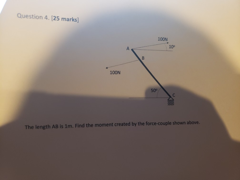 Solved Question 4. [25 marks] 100N 10° 100N 50° The length | Chegg.com