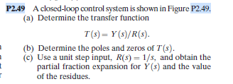 Solved P2.49 A closed-loop control system is shown in Figure | Chegg.com