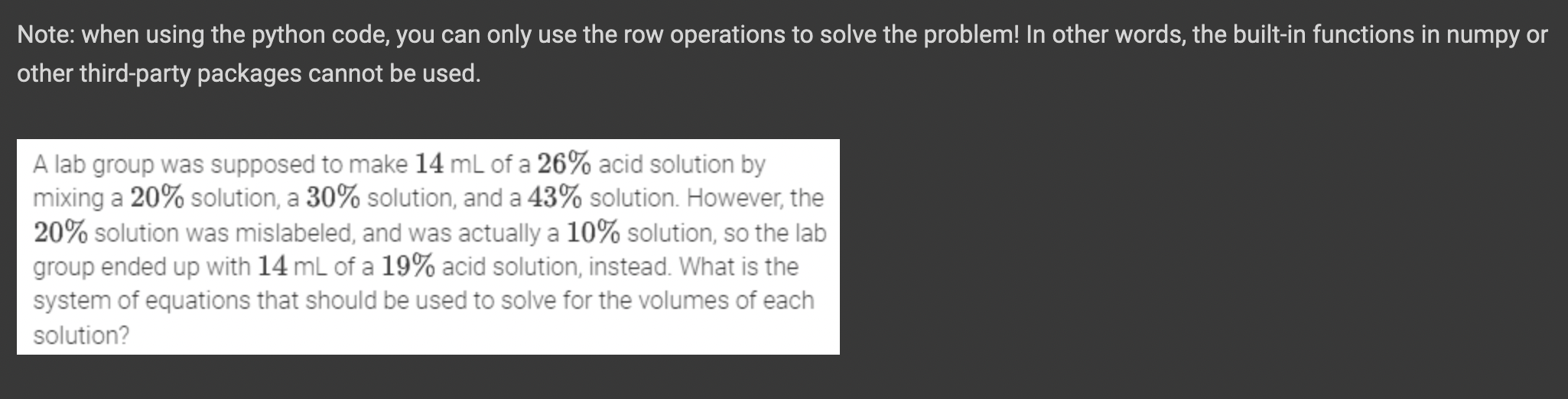 Solved Solve this problem linear algebra problem with row | Chegg.com