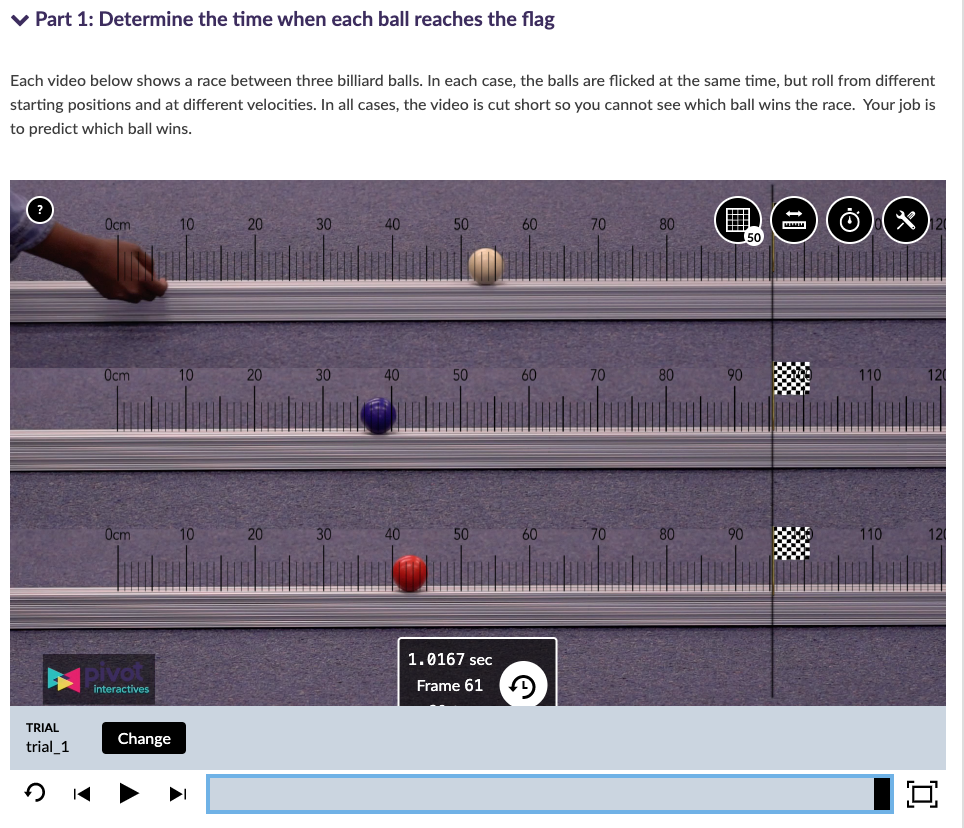 Part 1: Determine the time when each ball reaches the | Chegg.com