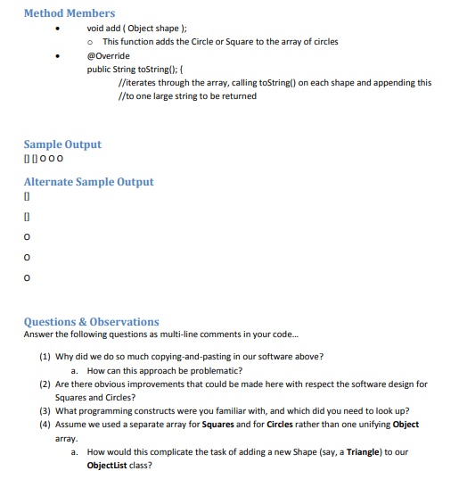 Solved The Bigger Picture - The ObjectList (or ArrayList | Chegg.com
