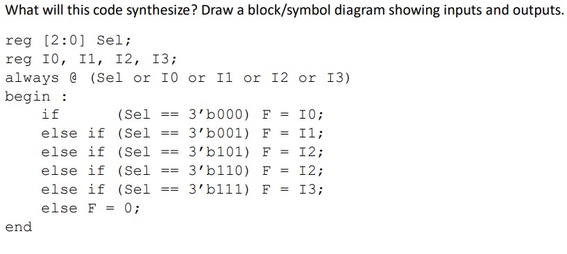 Solved What will this code synthesize? Draw a block/symbol | Chegg.com