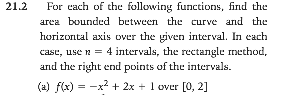 Solved 2 For each of the following functions, find the area | Chegg.com