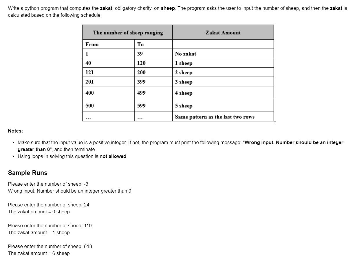 Solved Write A Python Program That Computes The Zakat 6820