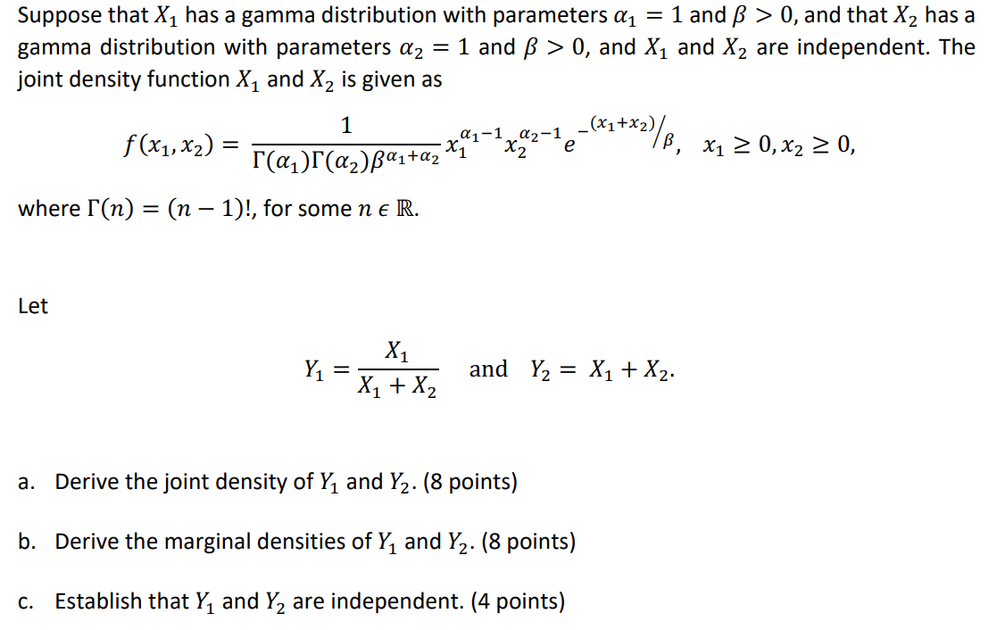 Solved Suppose that X1 has a gamma distribution with | Chegg.com