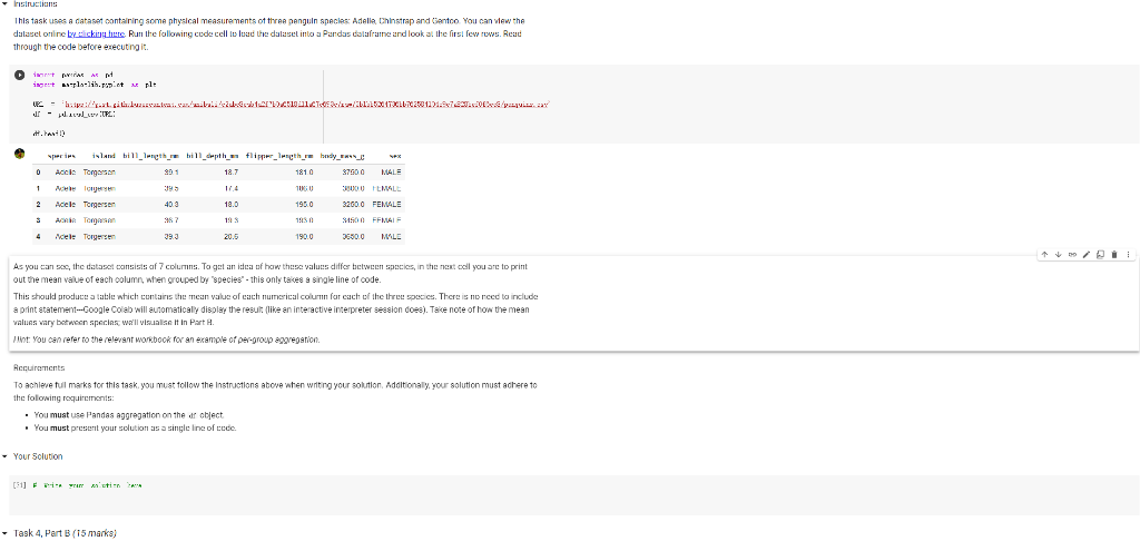Solved This task uses a dataset containing some physical | Chegg.com