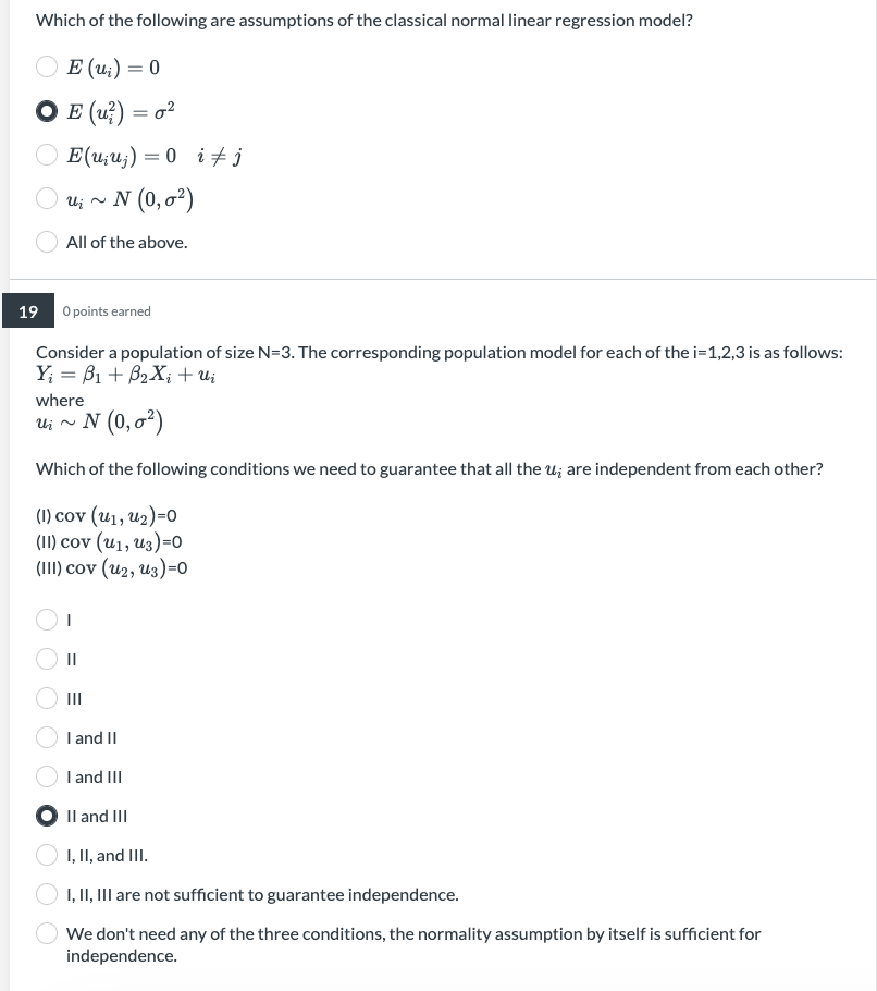 Solved Which of the following are assumptions of the | Chegg.com