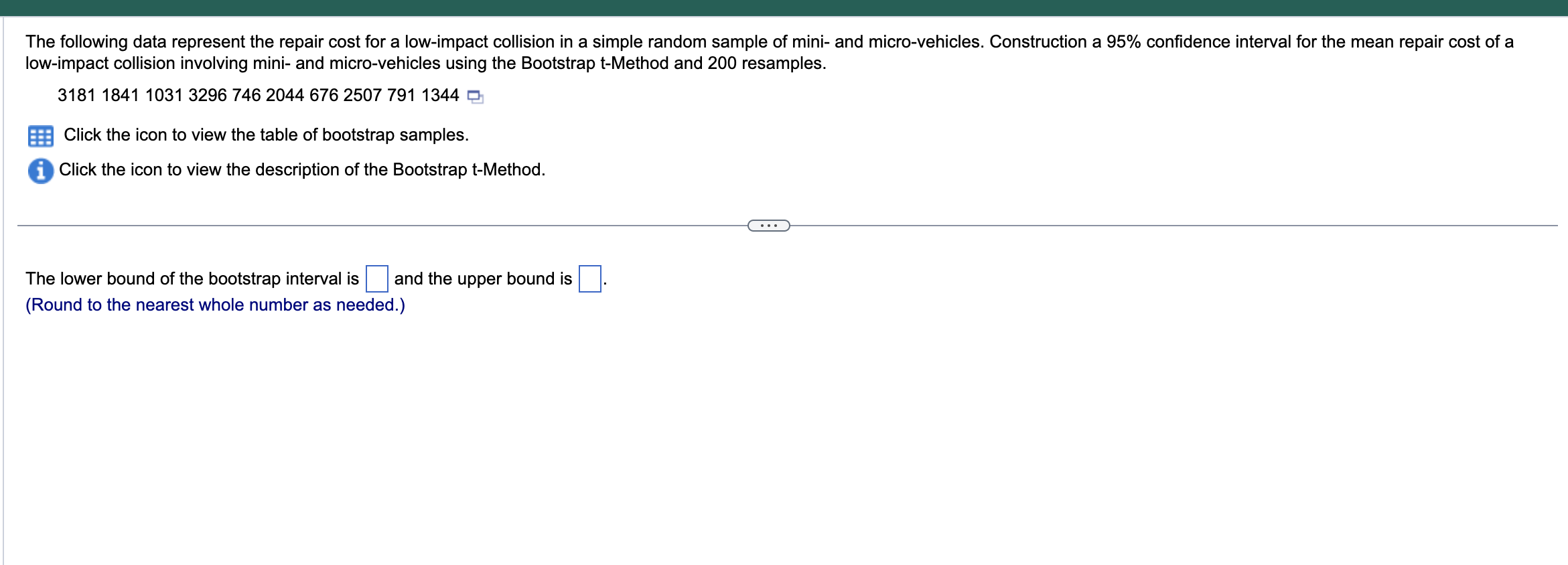 Solved The following data represent the repair cost for a | Chegg.com