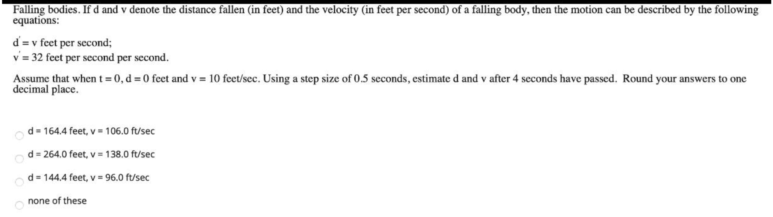 Solved Falling bodies. If d and v denote the distance fallen | Chegg.com