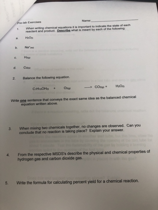 Solved Name: Pre-lab Exercises 1. When writing chemical | Chegg.com