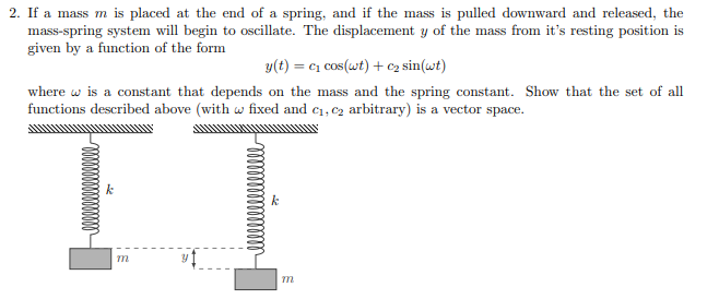 Solved 2. If a mass m is placed at the end of a spring, and | Chegg.com