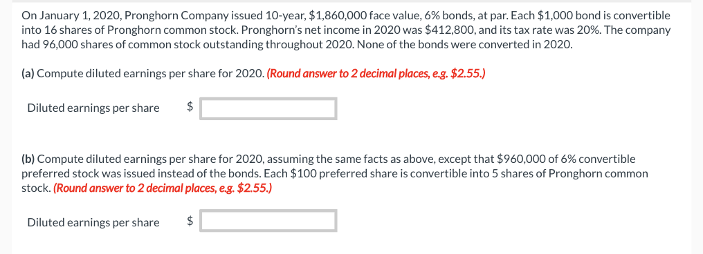 Solved On January 1, 2020, Pronghorn Company issued 10-year, | Chegg.com