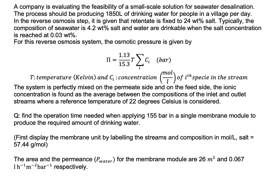 Solved A company is evaluating the feasibility of a | Chegg.com