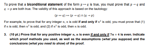 Solved To prove that a biconditional statement of the form | Chegg.com