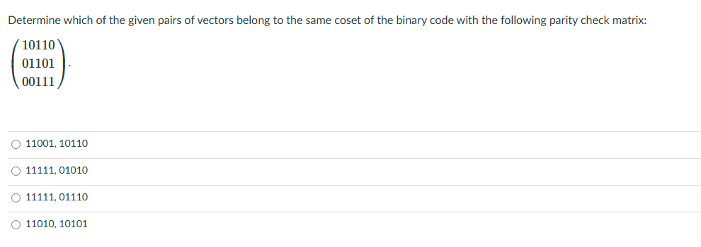 Solved Determine which of the given pairs of vectors belong | Chegg.com