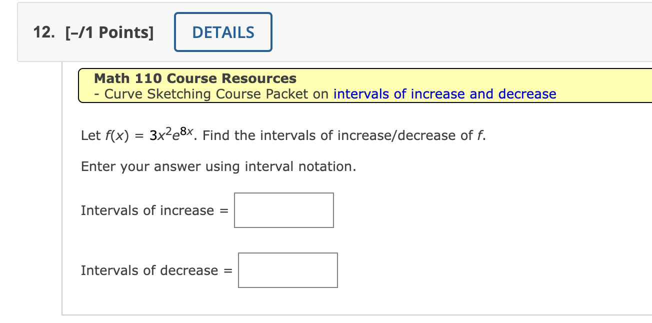 Solved 12. [-/1 Points] DETAILS Math 110 Course Resources | Chegg.com
