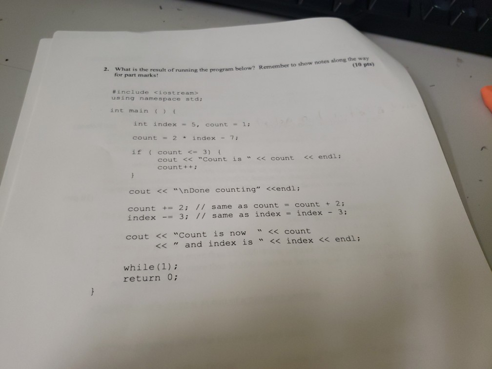 Solved (10 pts) What is the result of running the program | Chegg.com