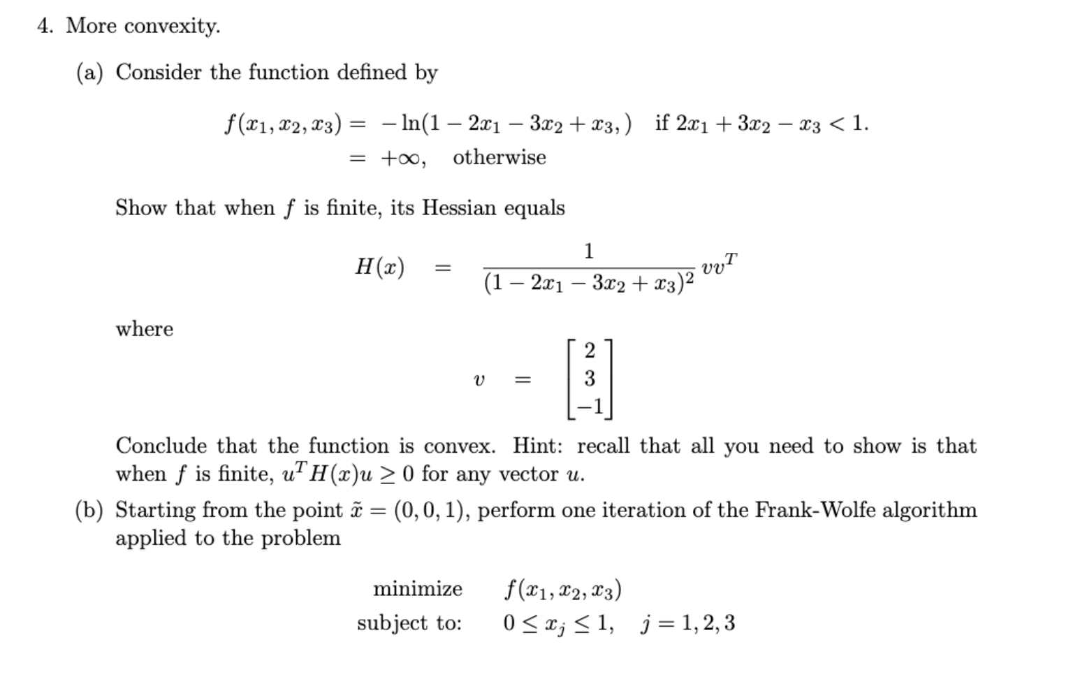 4. More convexity. (a) Consider the function defined | Chegg.com