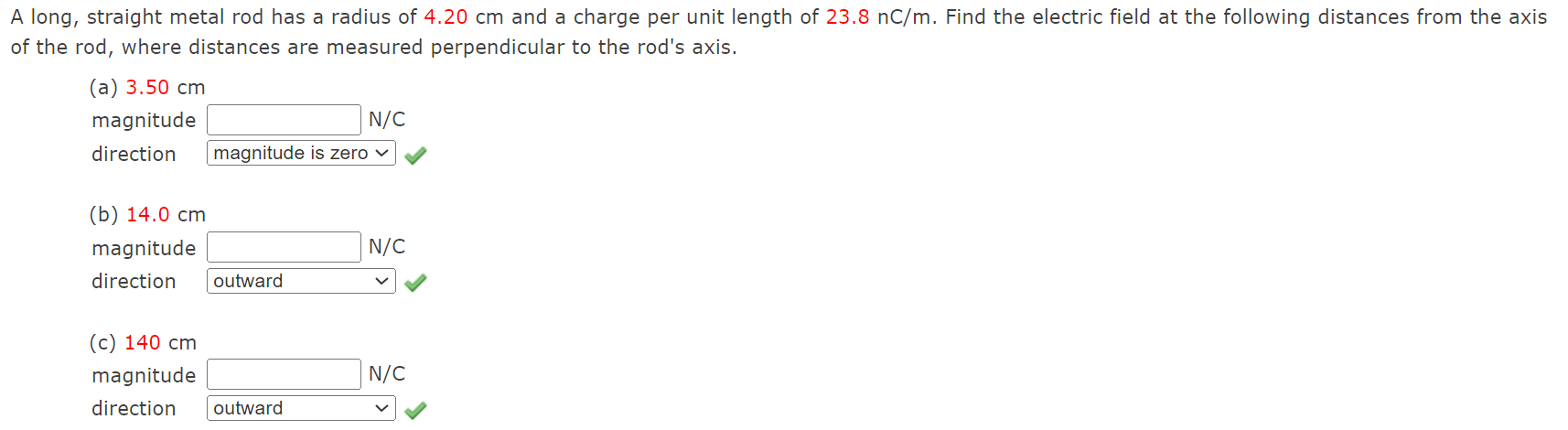 Solved A long, straight metal rod has a radius of 4.20 cm | Chegg.com