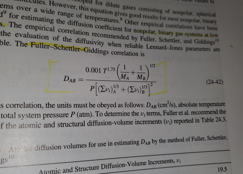 Transport phenomena Use the Hirschfelder et al | Chegg.com