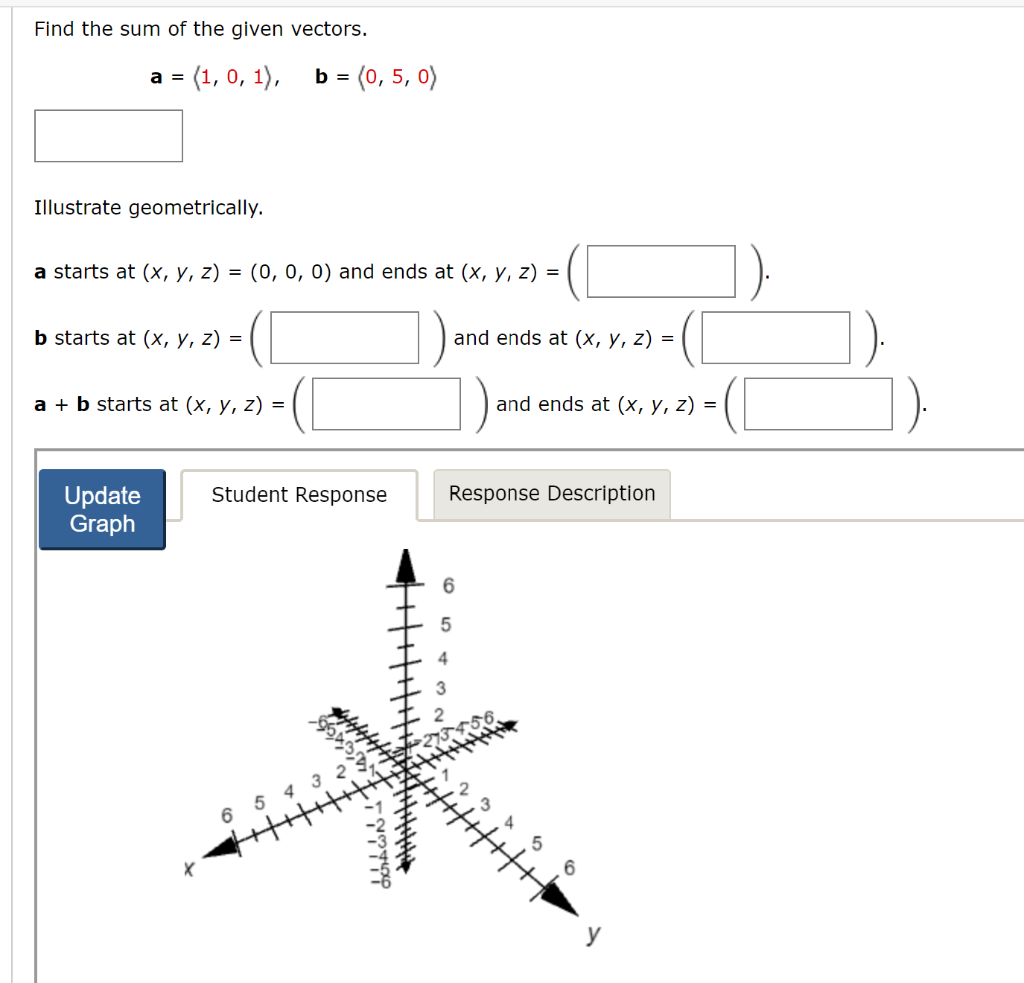 Solved Find the sum of the given vectors. a = (1, 0, 1), b = | Chegg.com
