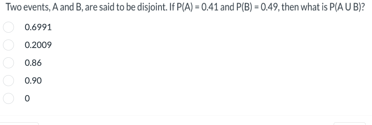 Solved Two events, A and B, ﻿are said to be disjoint. If | Chegg.com