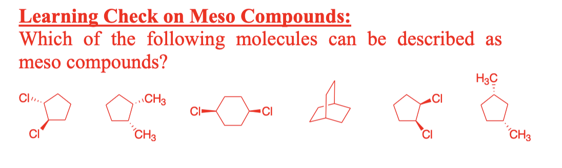 Solved Learning Check on Meso Compounds: Which of the | Chegg.com