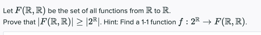 Solved Let F(R,R) be the set of all functions from R to R. | Chegg.com